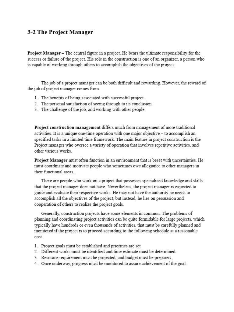 3-2 The Project Manager | PDF | Goal | Behavioural Sciences