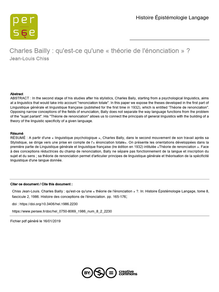 Théorie de l'Énonciation par Bally | PDF | Morphologie (linguistique ...