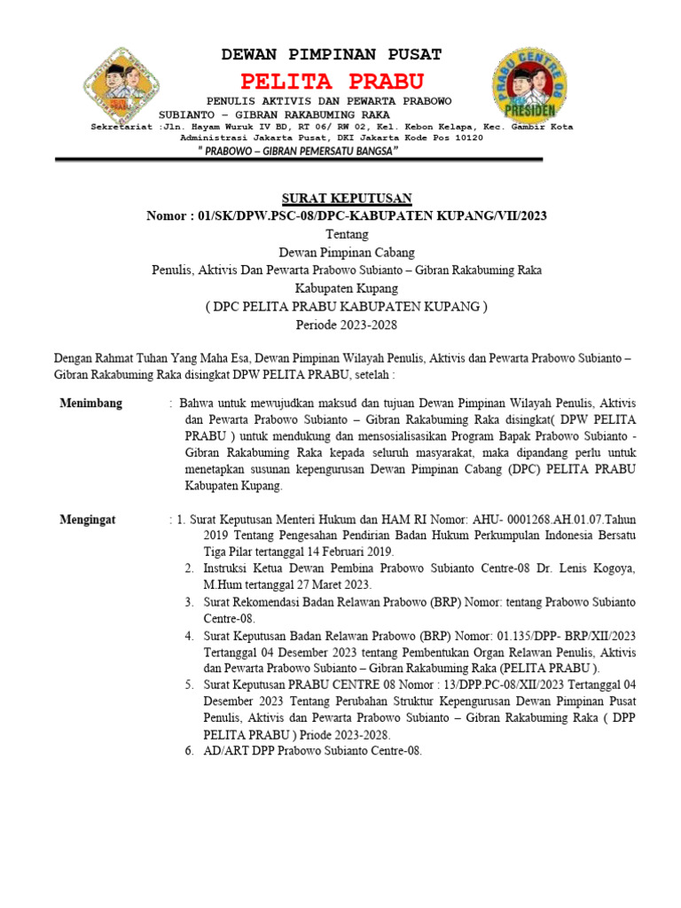 01 SK DPC Pelita Prabu Kabupaten SBD Propinsi NTT | PDF