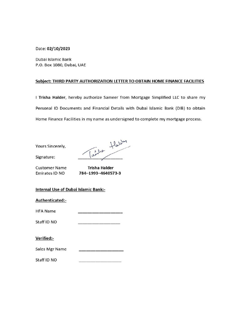 DIB - Customer Authorization Form - Page-0001 | PDF