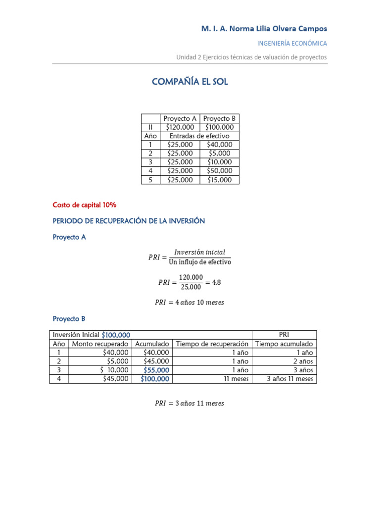 Ejemplo Compañía El Sol | PDF | Economias | Inversiones