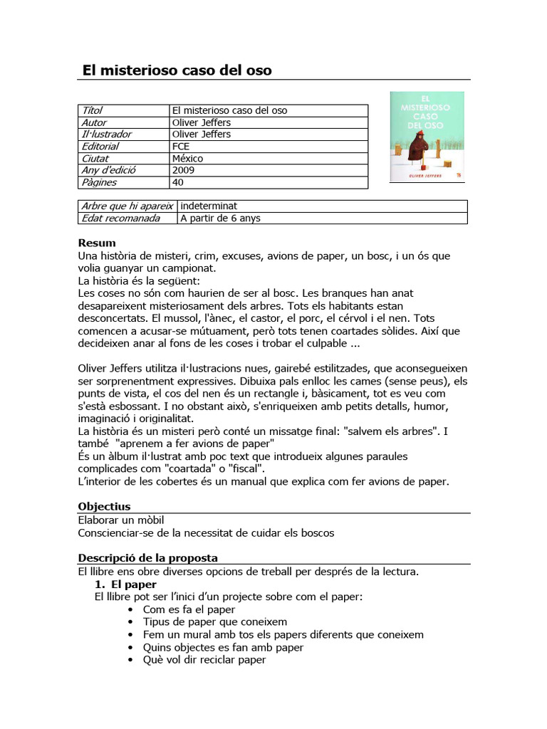 El Misterioso Caso Del Oso | PDF