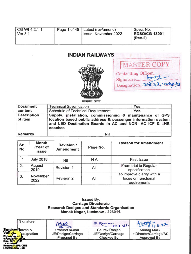 RDSO CG 18001Rev2PAPIS | PDF | Railway Companies | Land Transport