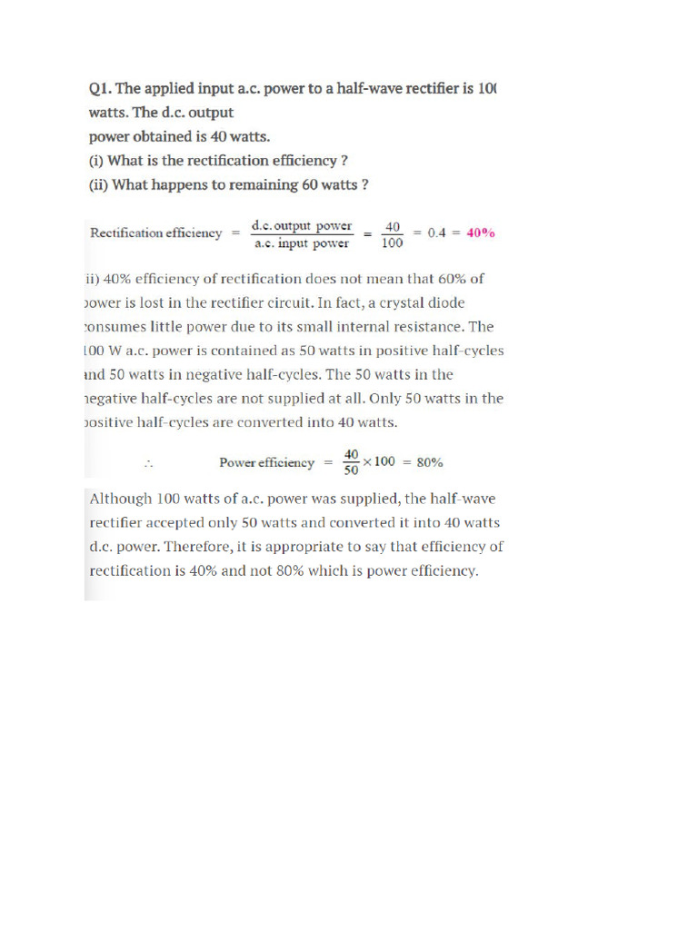 Half Wave Rectifier Problems | PDF