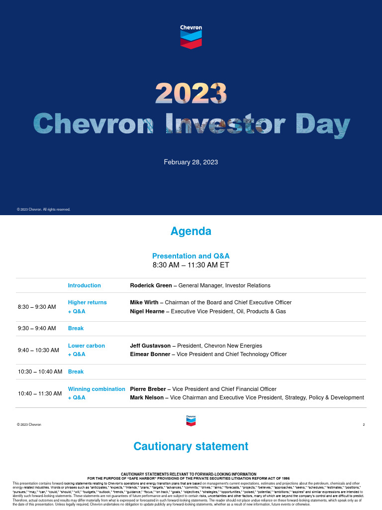 2023 Chevron Investor Day Presentation Only | PDF | Chevron Corporation ...