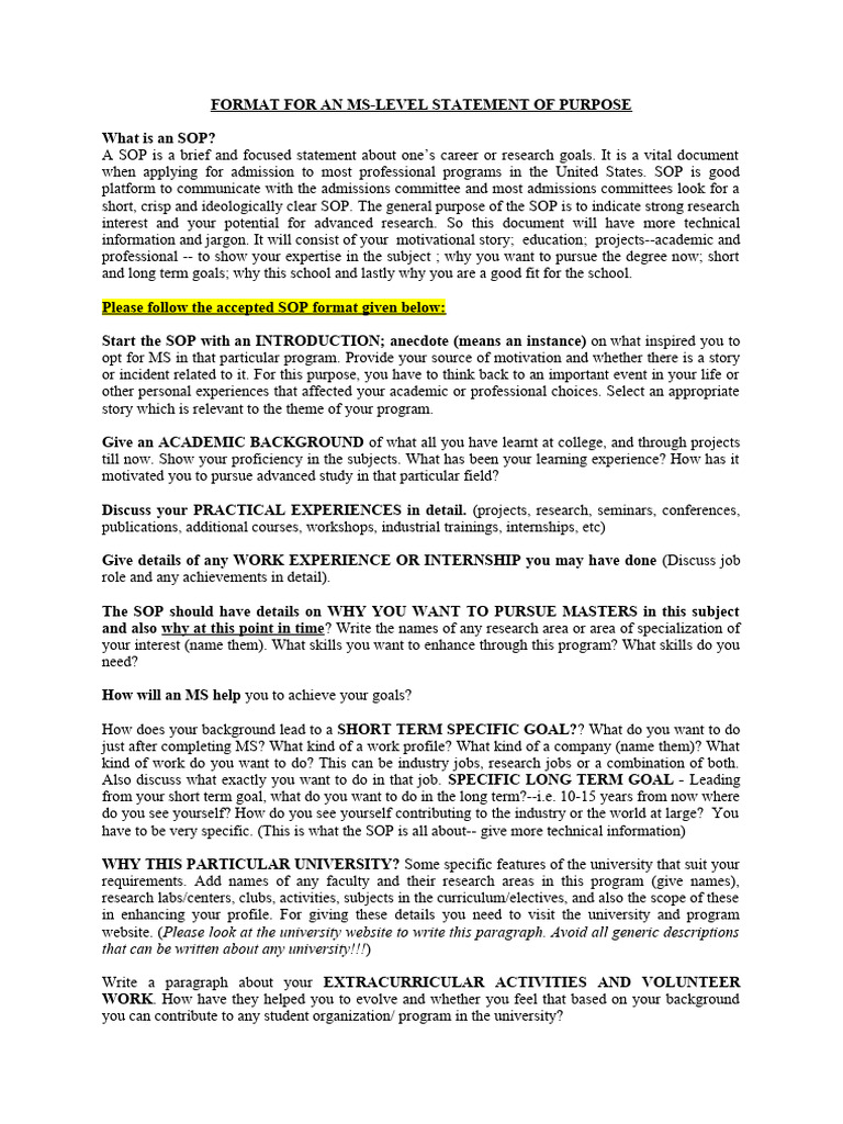 SOP Guidelines | PDF | Cognition | Learning