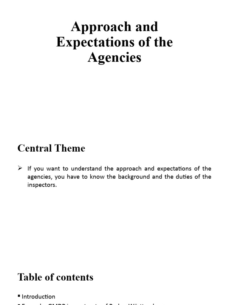 Approach and Expectations of The Agencies | PDF | Quality Management ...