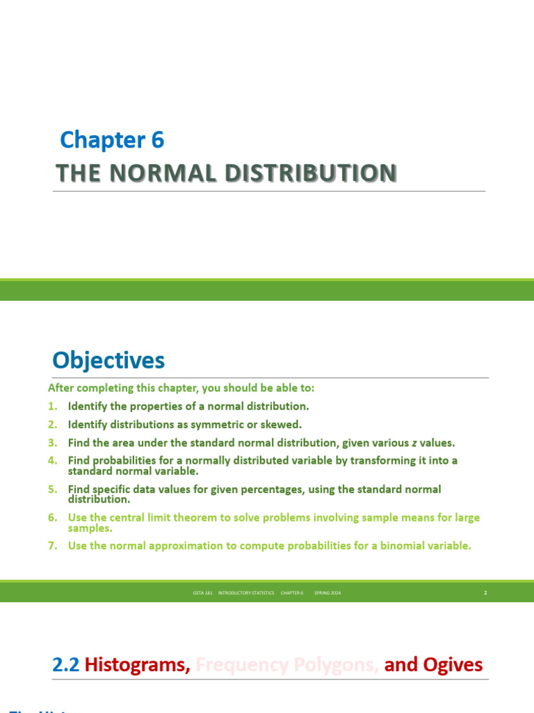 Chapter 6 - The Normal Distribution | PDF | Normal Distribution ...