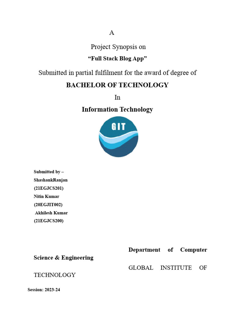 Nitin Project Synopsis2 | PDF | Computer Engineering | Computing