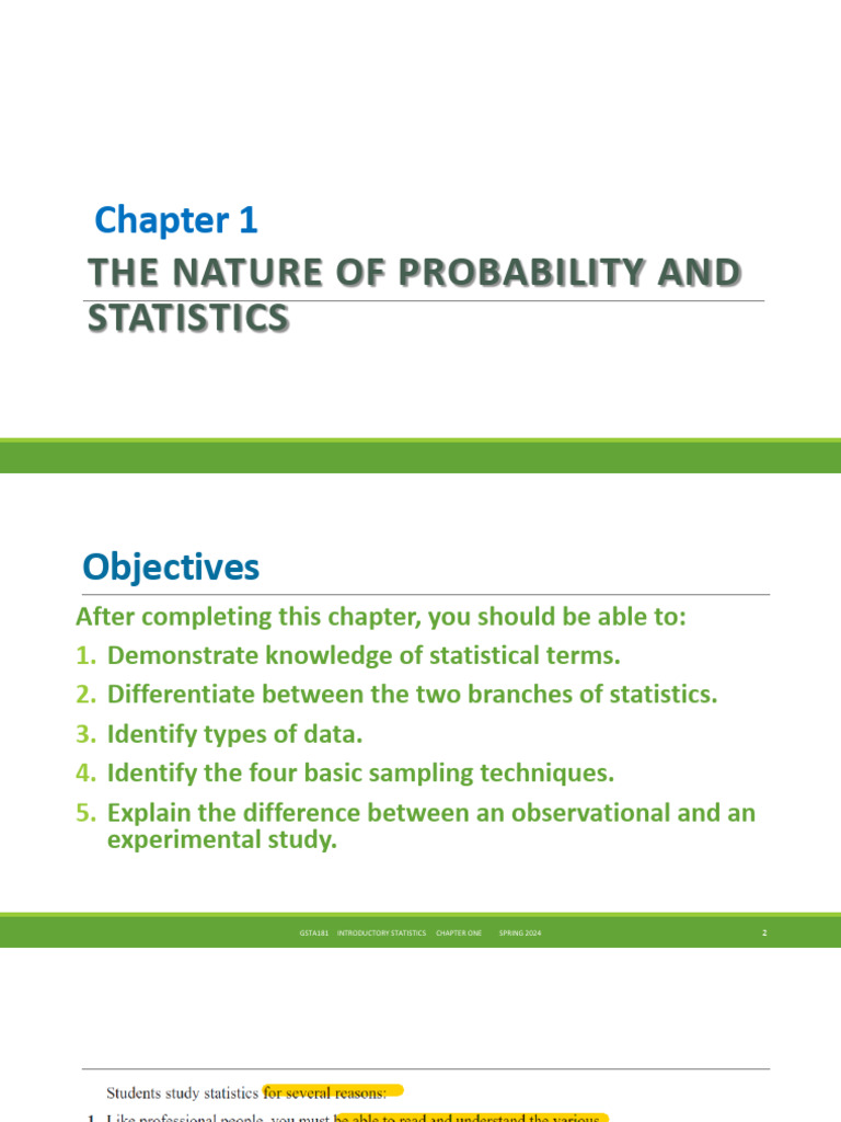 Chapter 1 - The Nature of Probability and Statisitics | PDF ...