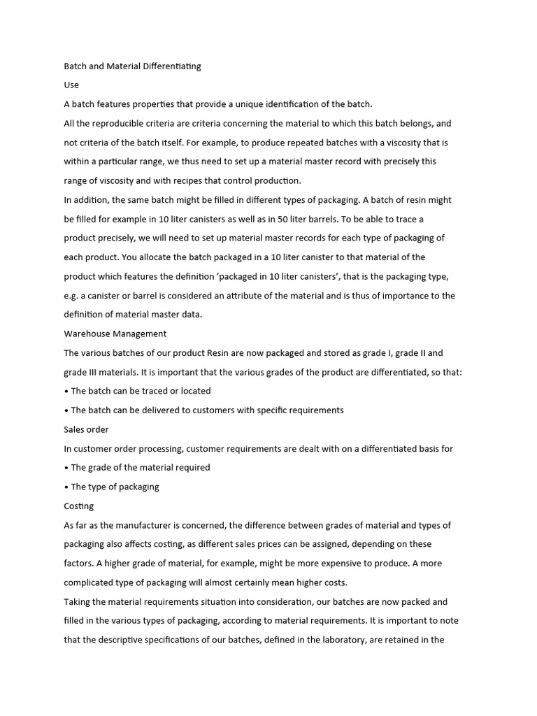 Batch and Material Differentiating | PDF | Packaging And Labeling ...