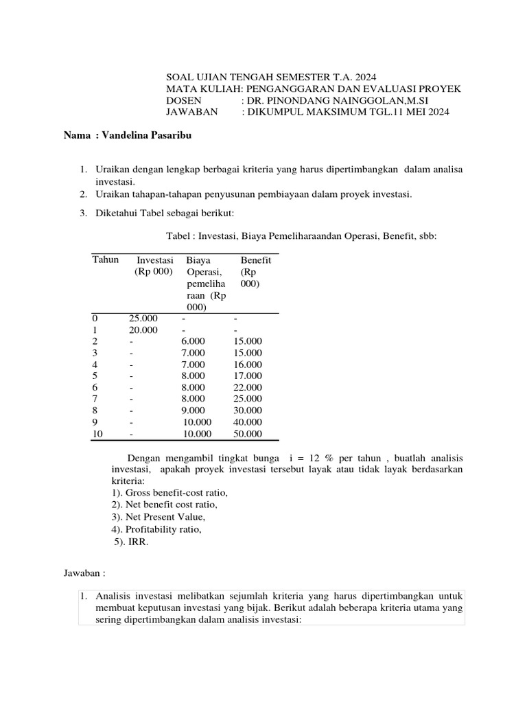 Soal Uts Pengrn Ev - Proyek 2024 | PDF