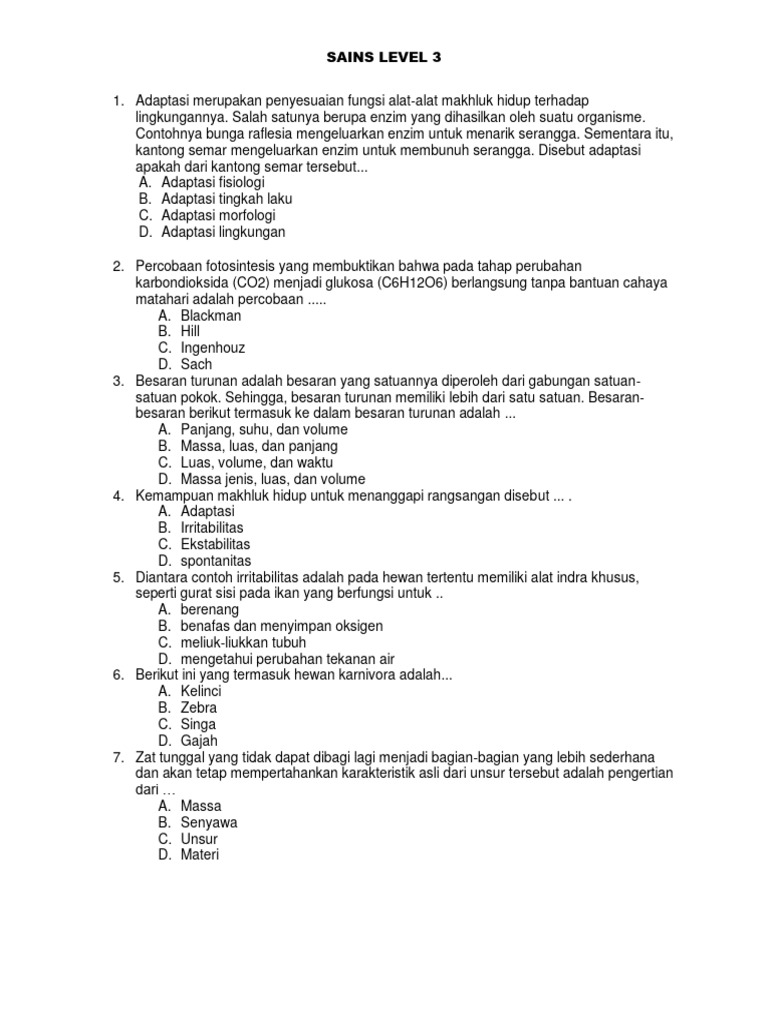 Lat Final Sains Level 3 | PDF