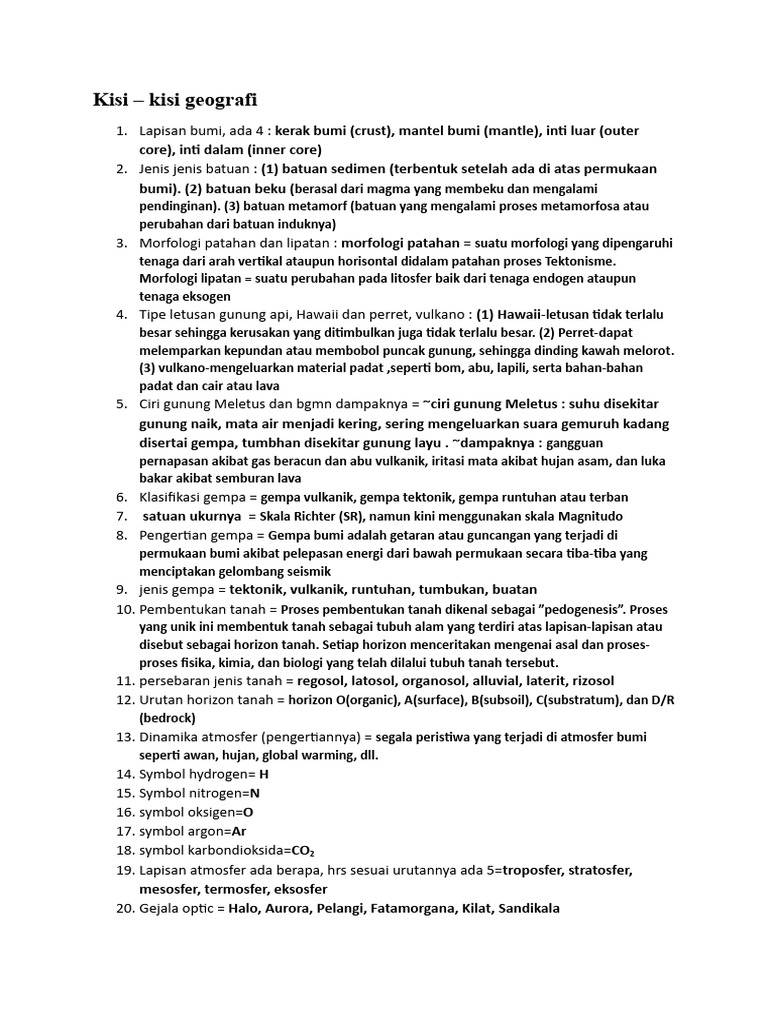 Kisi-Kisi Uas Geo | PDF