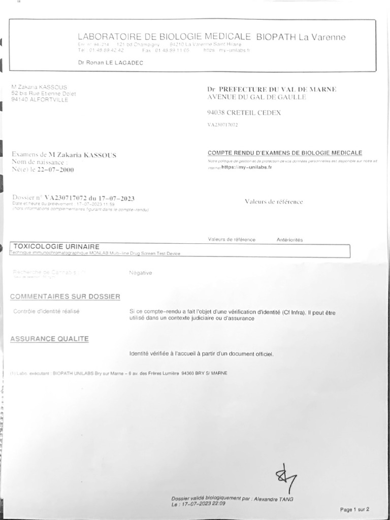 Laboratoire Resultat | PDF