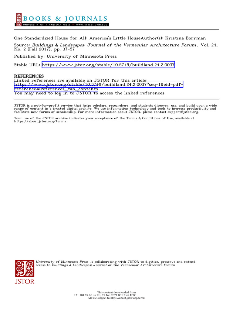 Borrman - One Standardized House For All - America's Little House | PDF ...