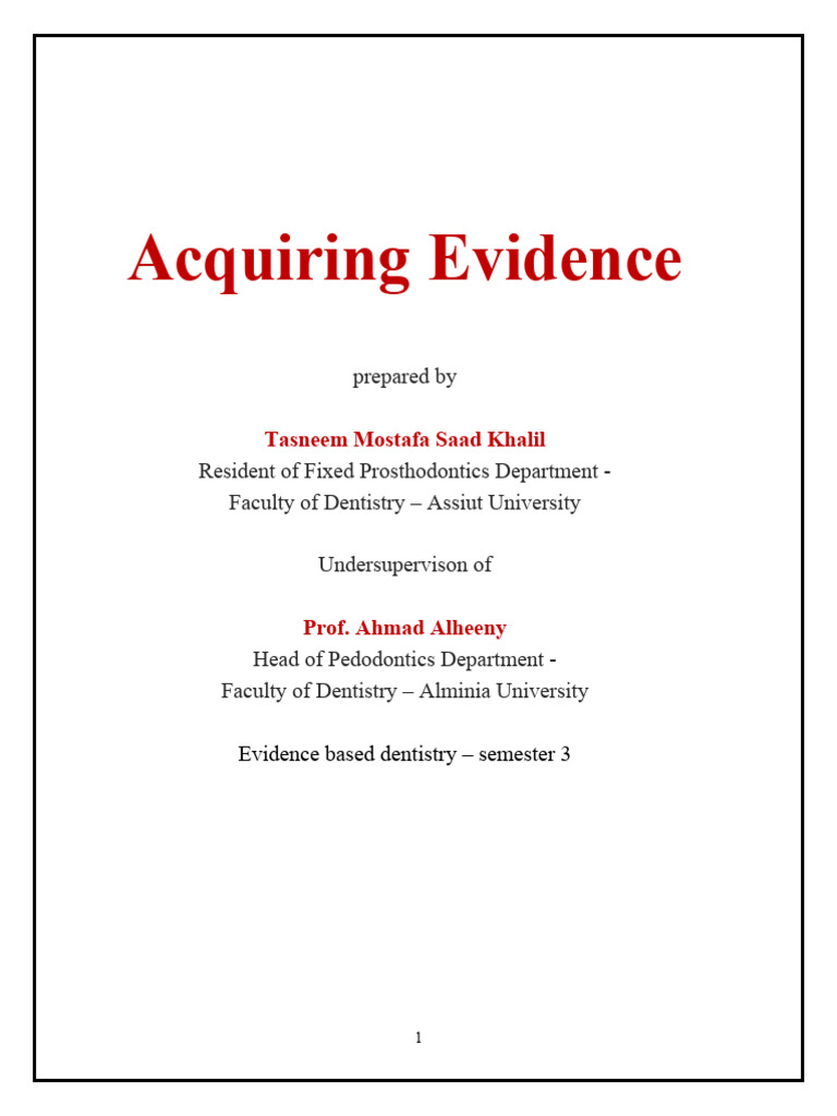 Acquiring Evidence | PDF | Systematic Review | Evidence Based Medicine