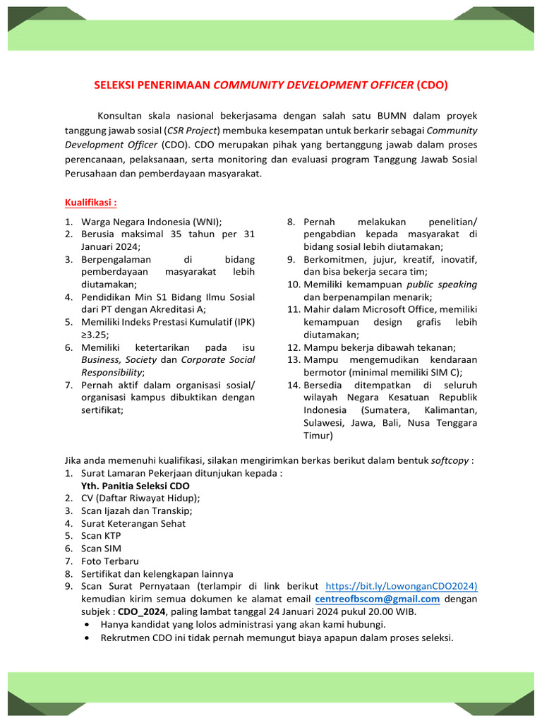 Lowongan CDO 2024 | PDF