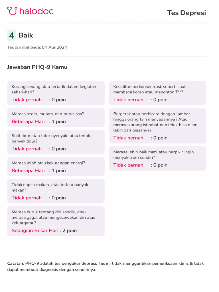 Depression Test 4 - 04 - 24 | PDF