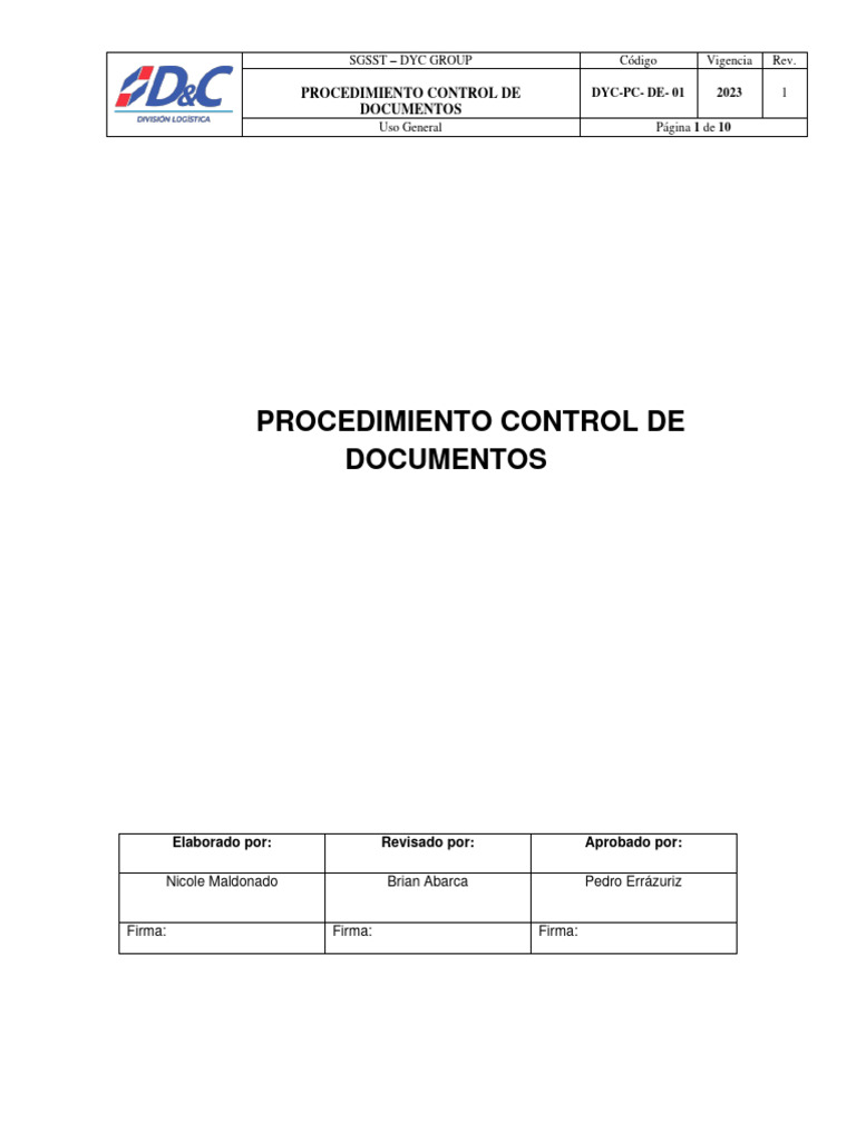 Procedimiento Control de Documentos y Registros | PDF | Business