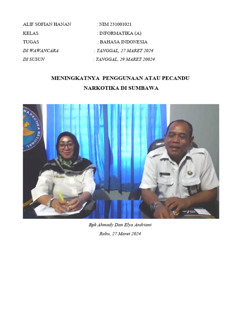 Meningkatnya Penggunaan Atau Pecandu Narkotika Di Sumbawa | PDF