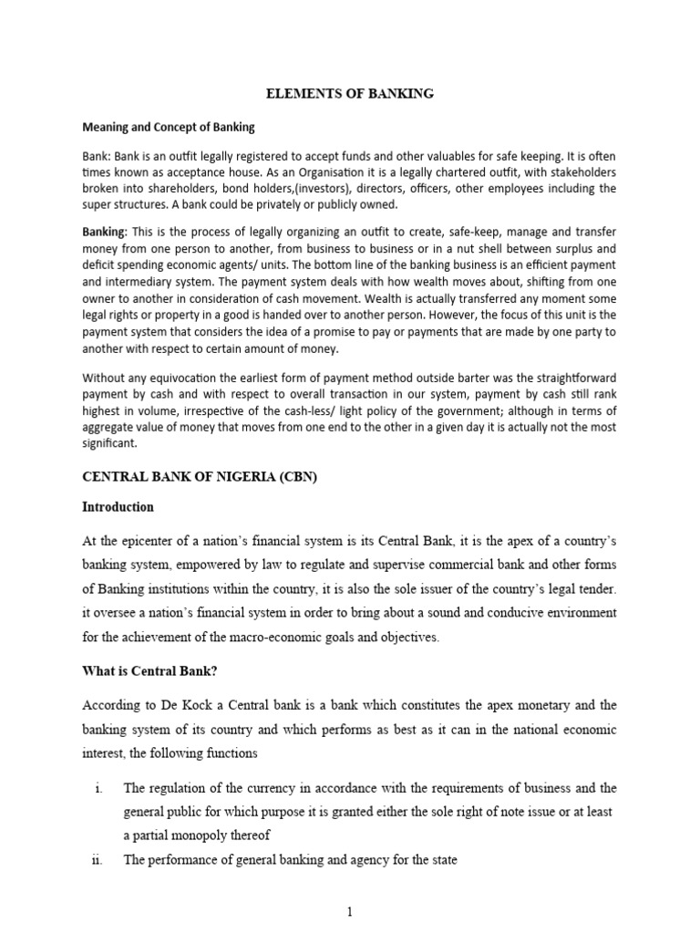 Elements of Banking | PDF | Money | Banks