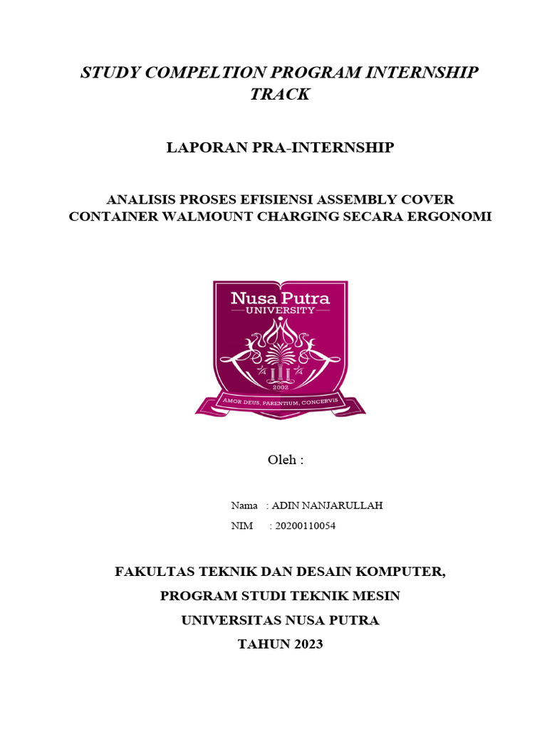 Adin Nanjarullah 1694303703 Laporan Pra Internship | PDF