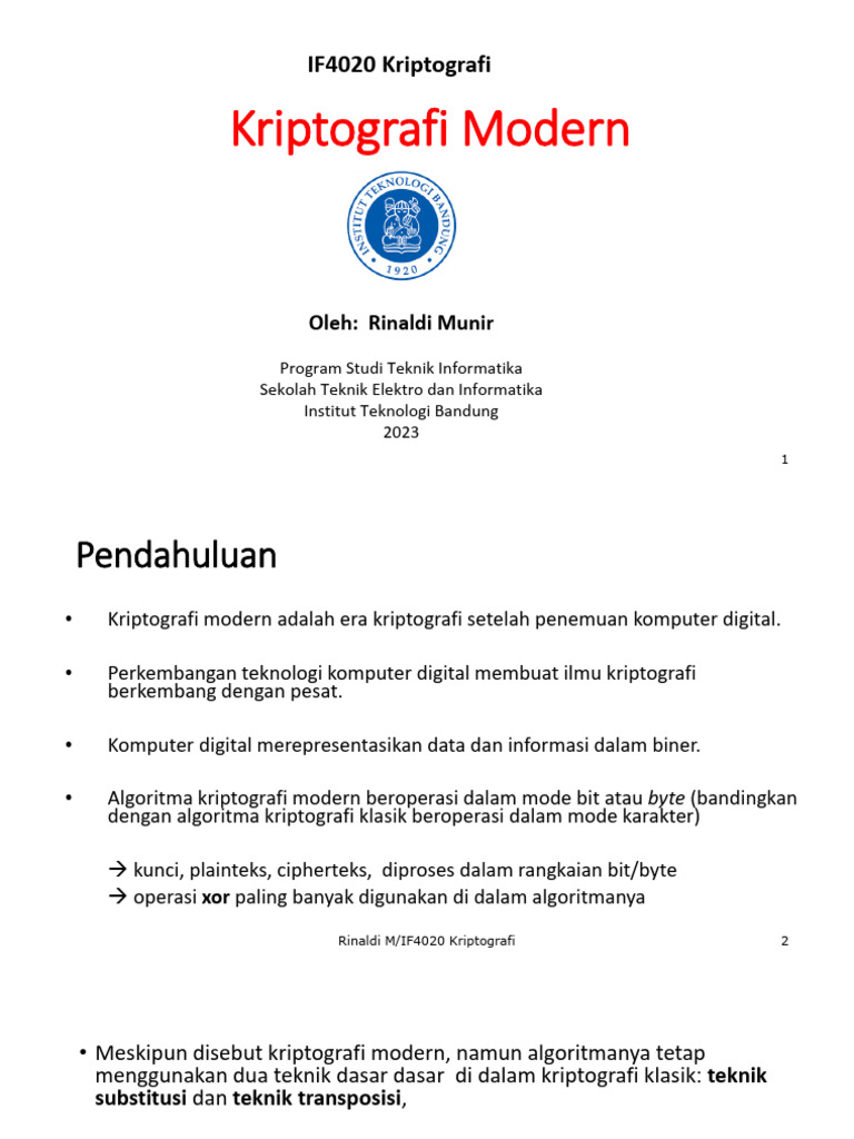 Kriptografi Modern: Algoritma dan Teknik | PDF