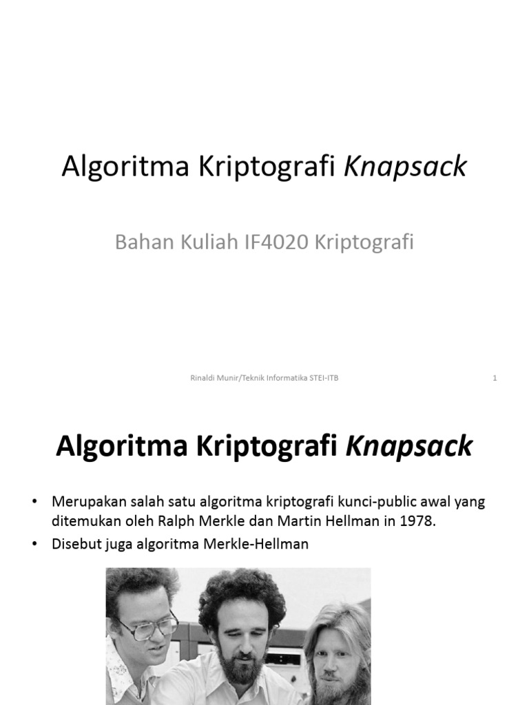 Algoritma Kriptografi Knapsack (2018) | PDF