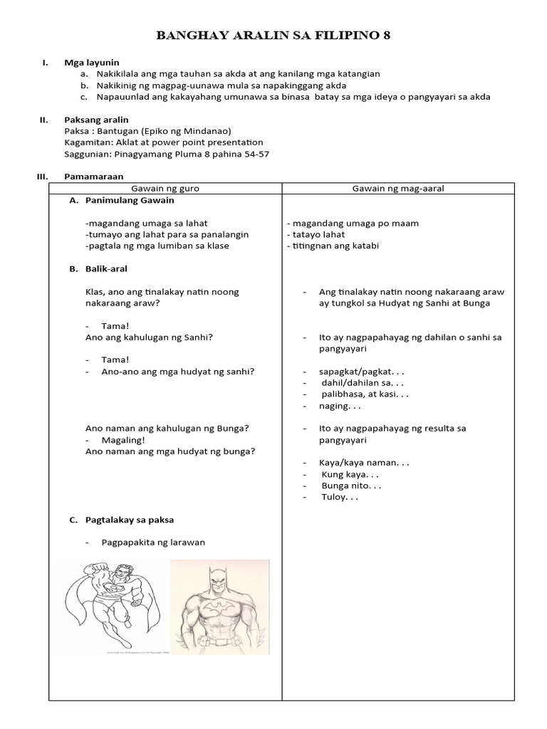 Banghay Aralin Sa Filipino 8 | PDF