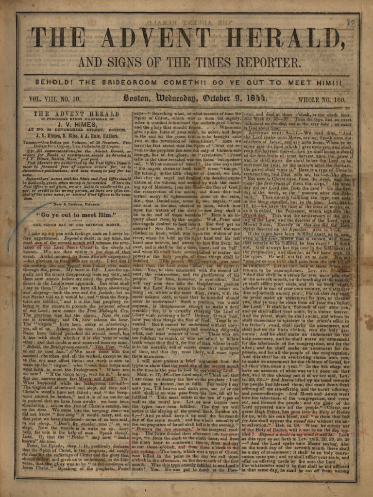 The Advent Herald, and Signs of The Times Reporter - October 9, 1844 ...