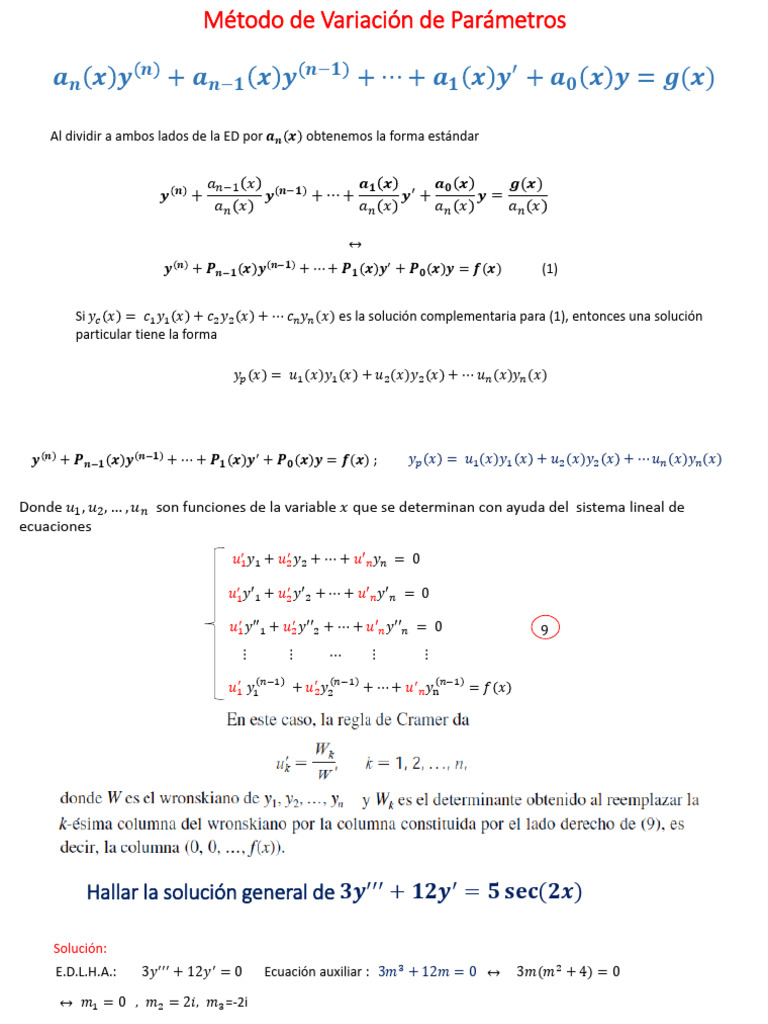 Método de Variación de Parámetros | PDF | Variable (Matemáticas ...