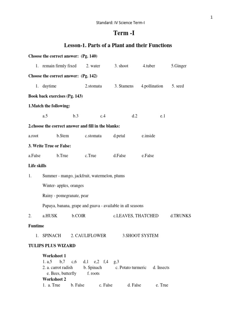 Term - 1 4th Science Bookback | PDF