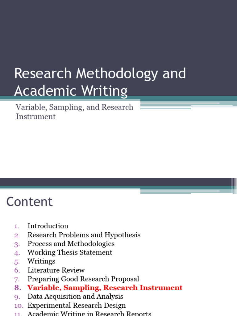 8 Variable Sampling Research Instrument Pdf Sampling Statistics Validity Statistics