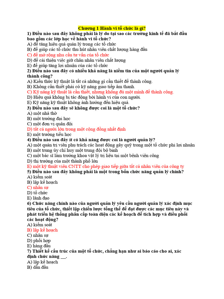 HVTC trắc nghiệm 01 | PDF