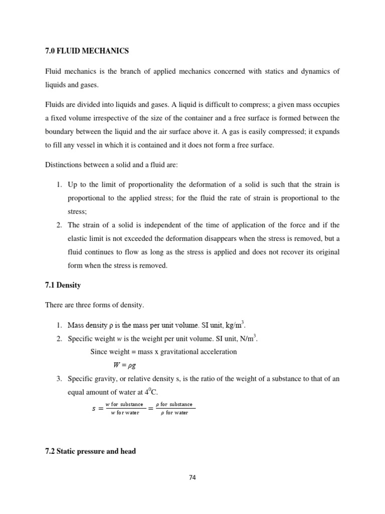 7.0 Fluid Mechanics | Download Free PDF | Pressure | Pressure Measurement