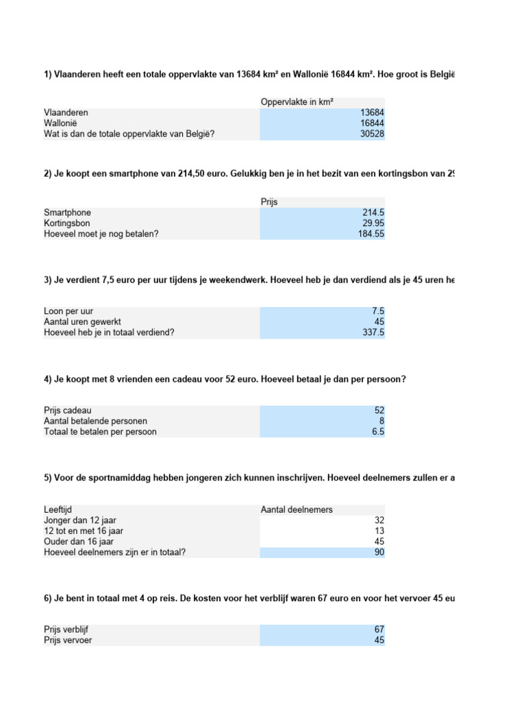 Rekenen Met Formules Opgave | PDF