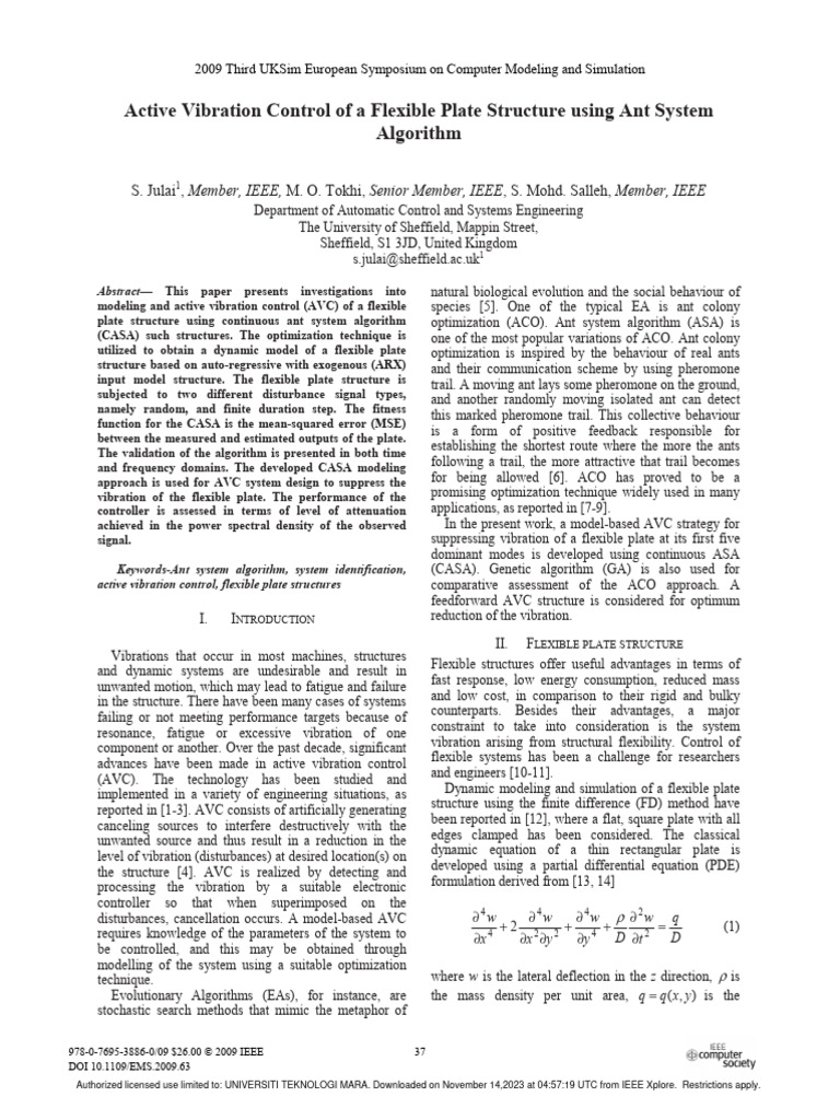 Active_Vibration_Control_of_a_Flexible_Plate_Structure_Using_Ant_System_Algorithm | PDF ...
