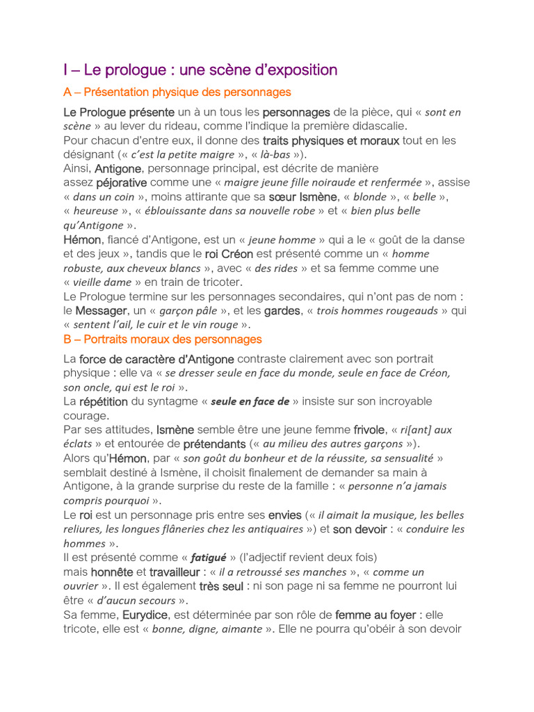 Prologue d'Antigone : Analyse et Modernité | PDF | Sophocle