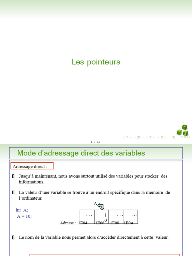 Cours Pointeurs | PDF | Pointeur (programmation) | Variable (informatique)