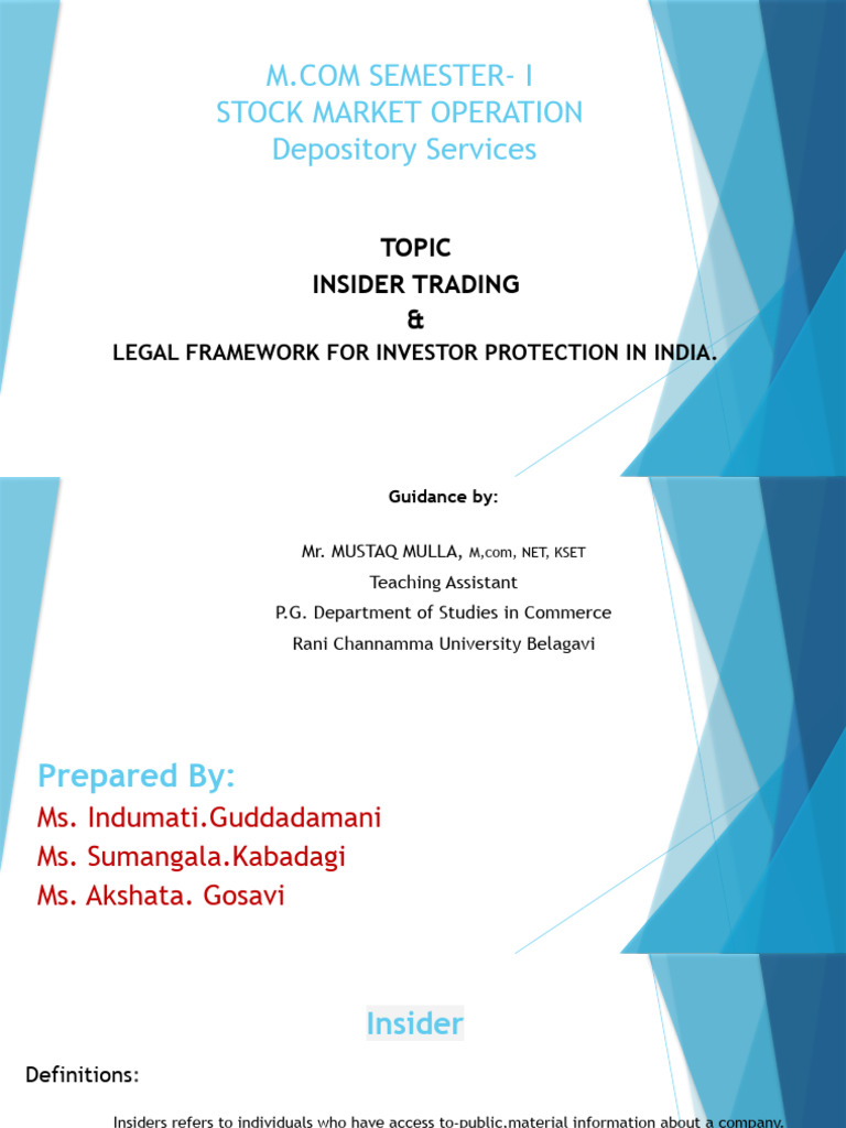 Legal Framework For Investor Protection in India | PDF | Insider ...