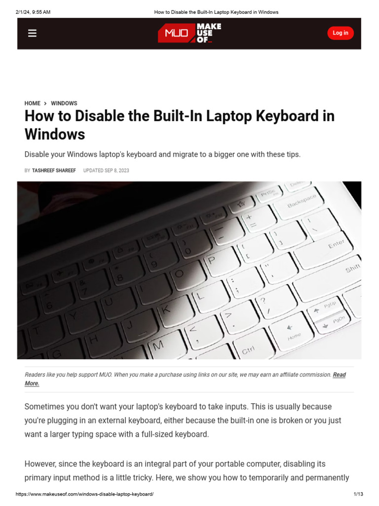 How to Disable the Built-In Laptop Keyboard in Windows | PDF | Computer Keyboard | Laptop