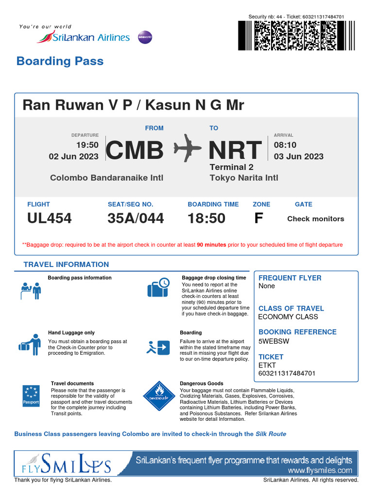 SriLankan Airlines Flight UL454 Details | PDF | Aviation