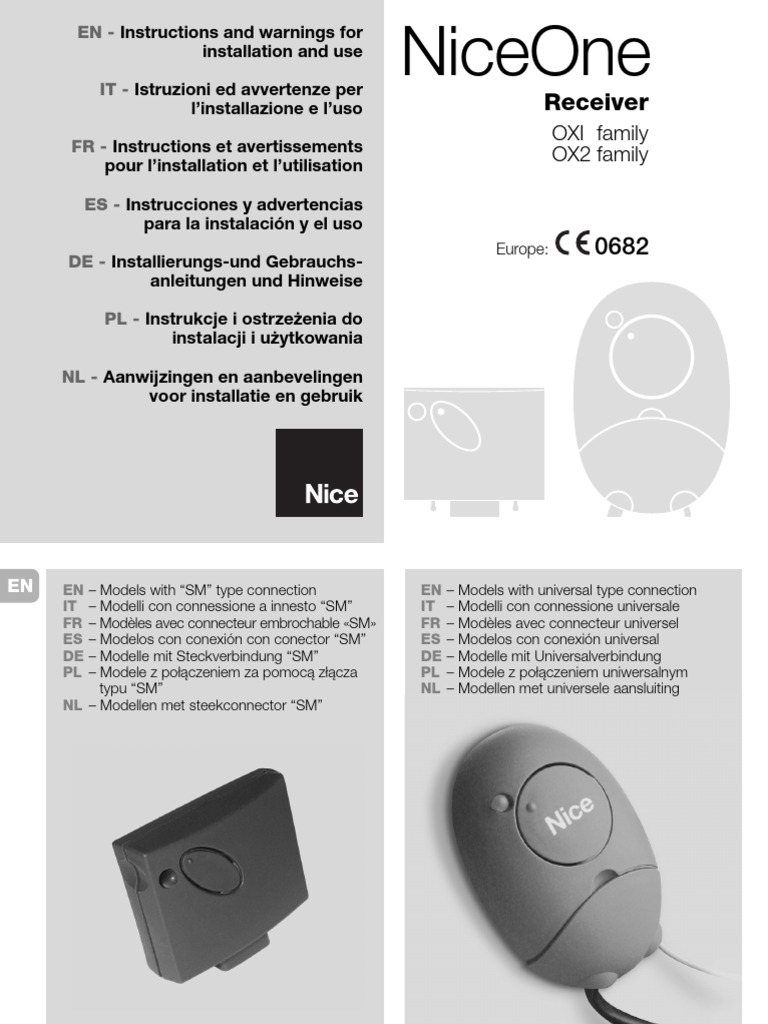 Manual Nice Oxi-Ox2 | PDF | Relay | Power Supply