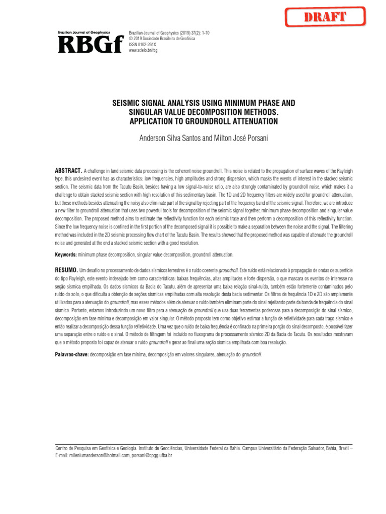 Seismic Signal Analysis Using Minimum PH | PDF | Matrix (Mathematics ...