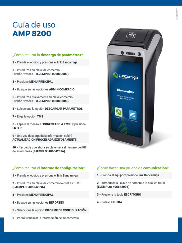 Guía de Uso AMP 8200 Bancamiga | PDF | Tarjeta de débito ...