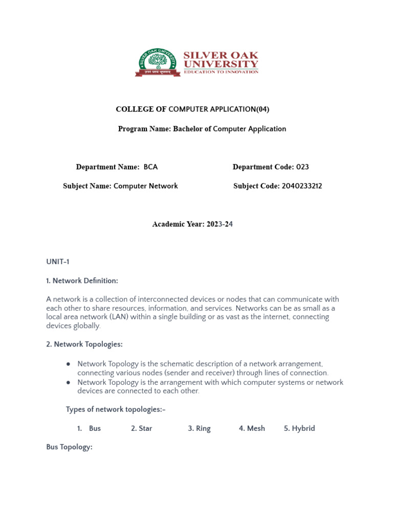 College of Computer Application (04) Program Name: Bachelor of Computer ...