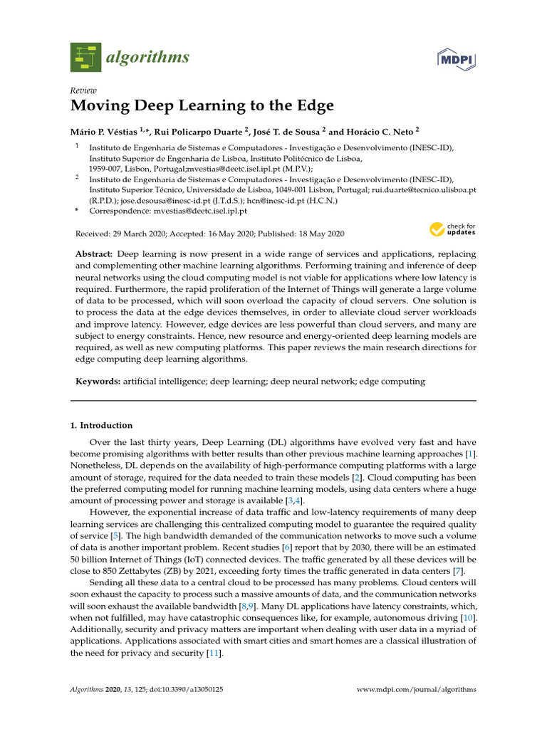 Moving Deep Learning To The Edge | PDF | Deep Learning | Artificial ...