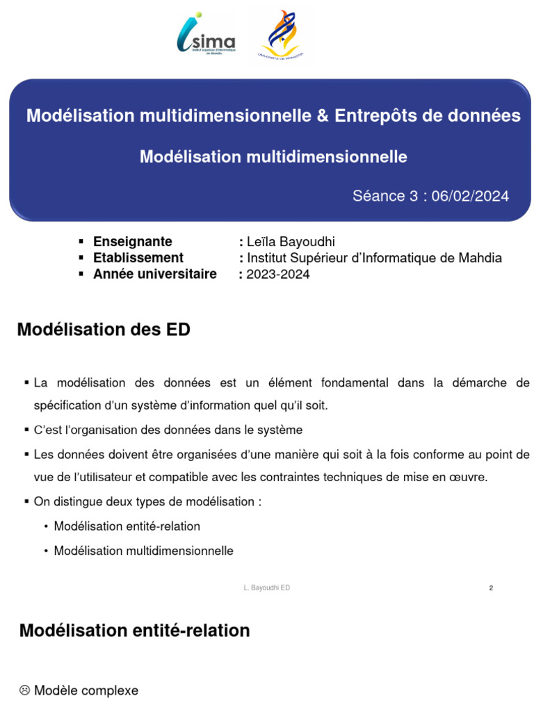 Chapitre 3 Modélisation Multidimensionnelle 06022024 LBC-BI2 ISIMA 2023 2024 | PDF | Modèle ...