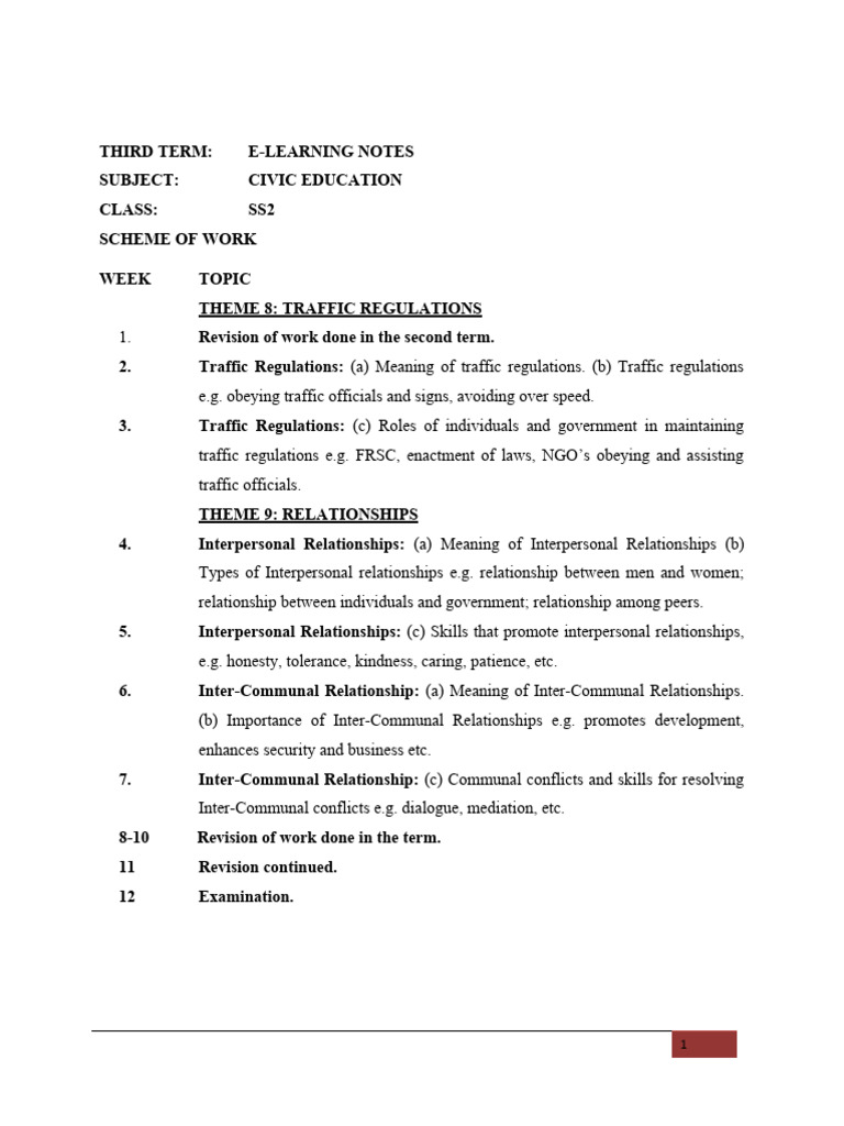 SS2 Civic Educ 3RD Term E-Notes | PDF | Traffic | Traffic Light